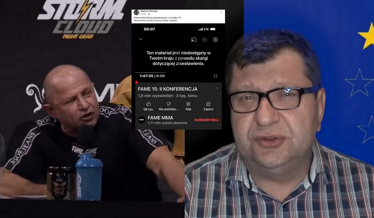 Stonoga zablokował materiał z konferencji Fame MMA na YouTubie, a ...