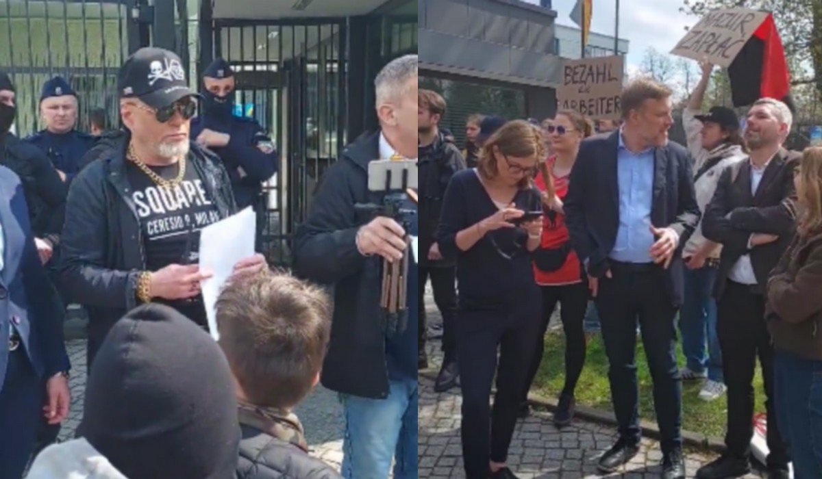 Detektyw Rutkowski i politycy Lewicy pokłócili się pod ambasadą Niemiec ...