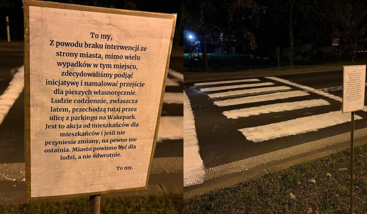 Głowno: mieszkańcy sami namalowali sobie przejście dla pieszych na ulicy, bo władze miasta nie ...