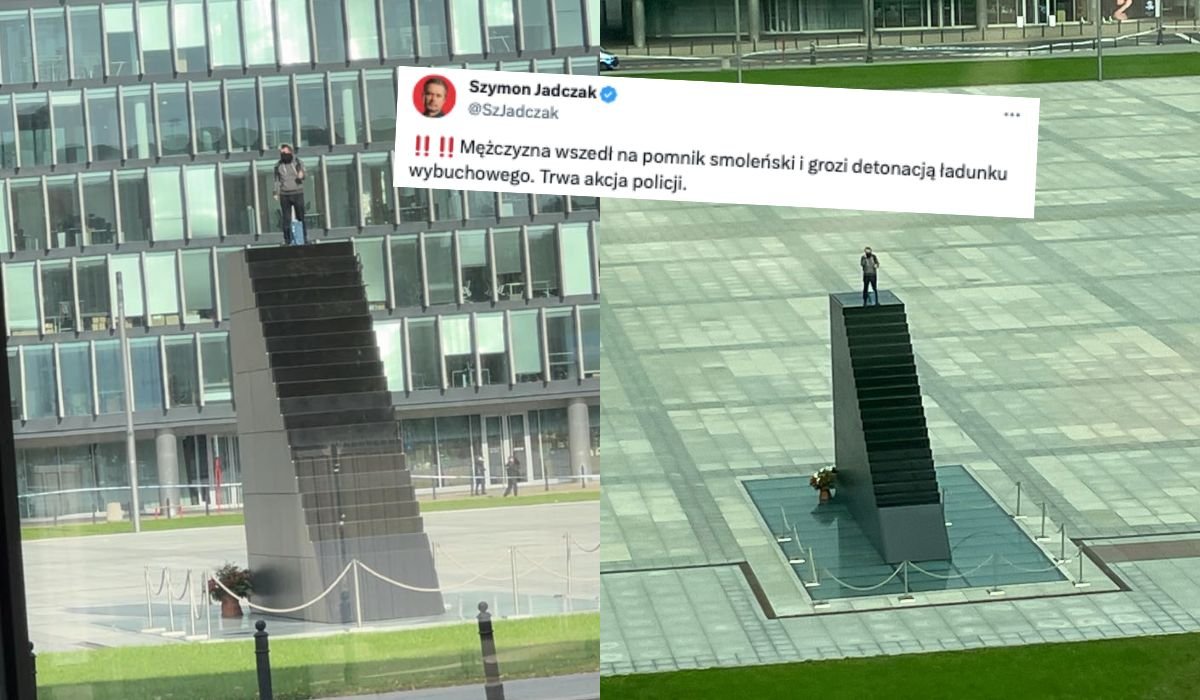 WP: mężczyzna wszedł na pomnik smoleński i grozi detonacją ładunku ...