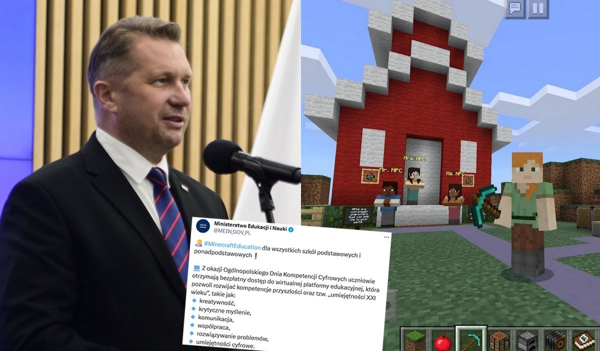 Minister Czarnek ogłosił, że od dziś gra Minecraft Education będzie ...